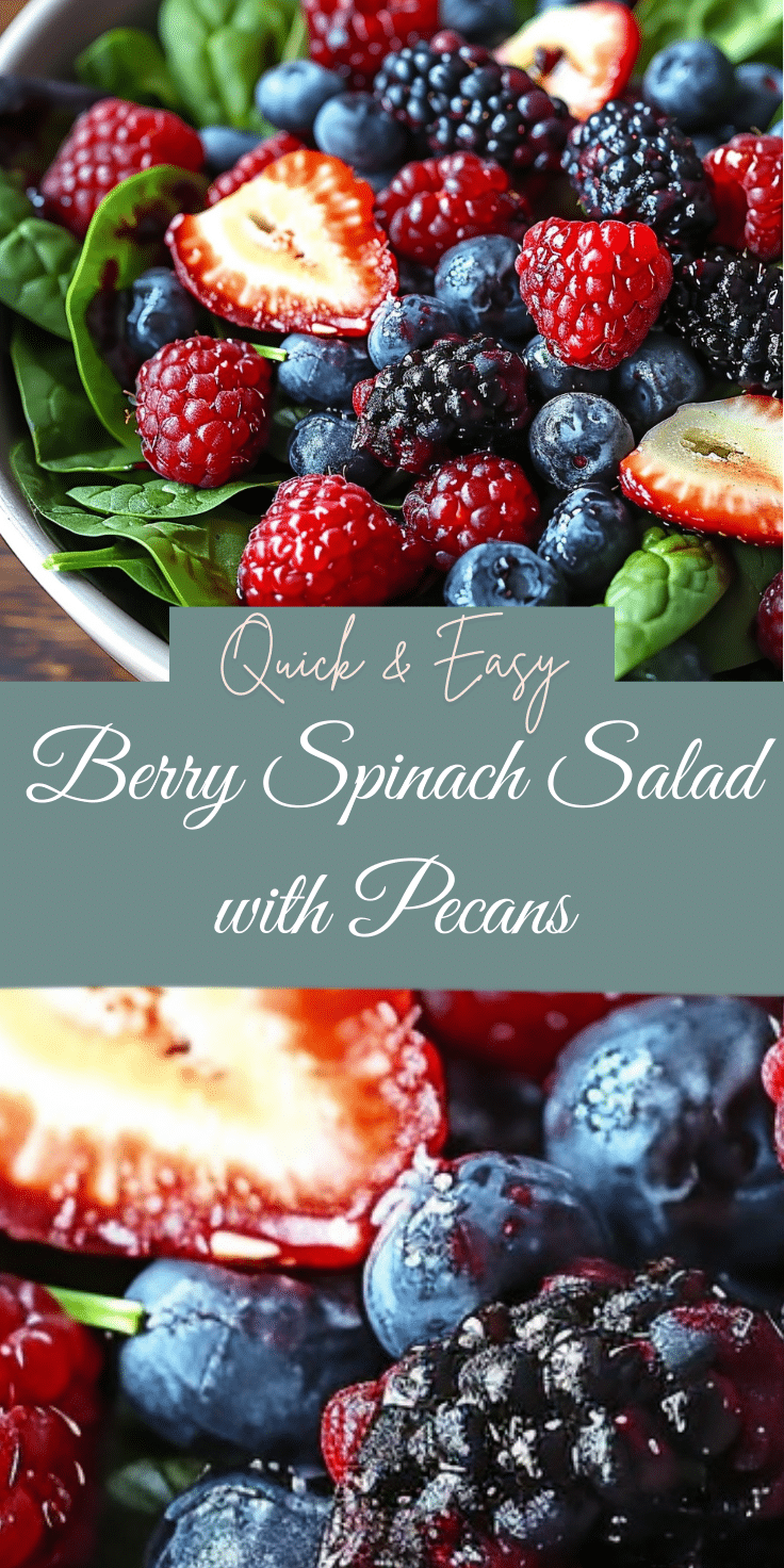 Berry Spinach Salad With Pecans Feta And Balsamic Glaze Meal Shine