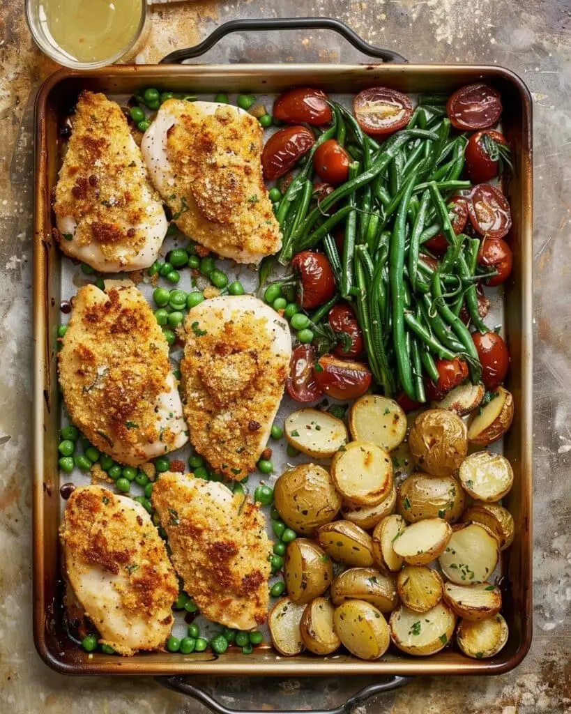 Parmesan Crusted Chicken Sheet Pan Dinner | Meal Shine